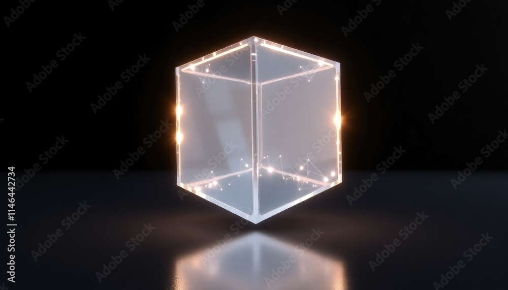 4K HD Wallpapers Ethereal Transparent Cube With Glowing Edges, Floating ...