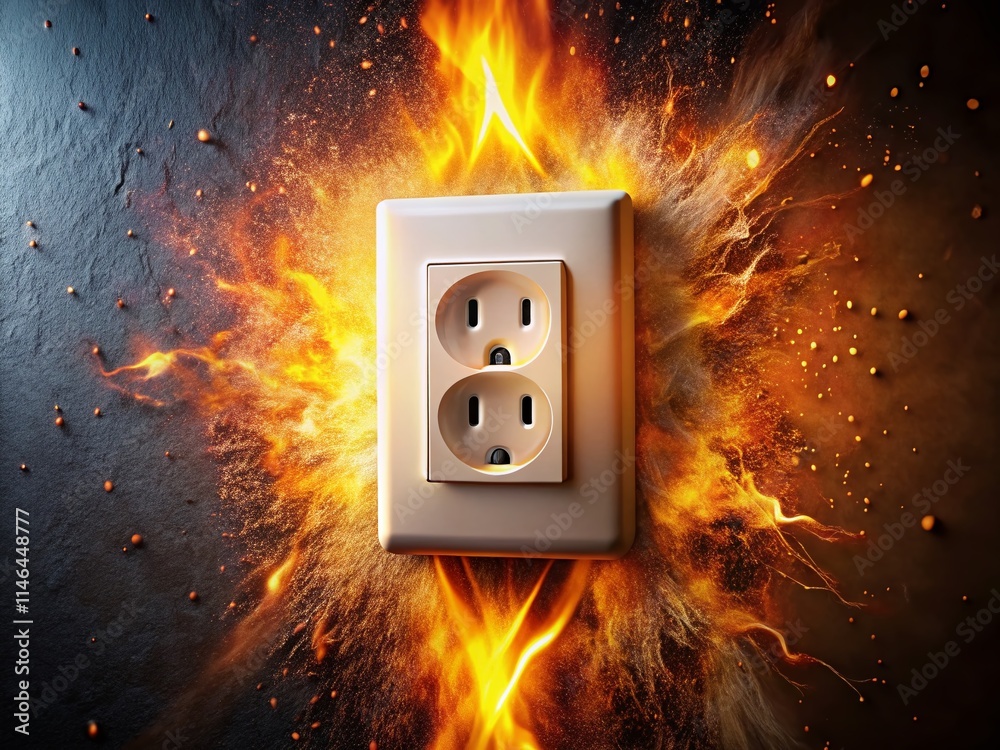 Blazing Electrical Socket, Metal Texture, Electrical Fire, Sparks ...
