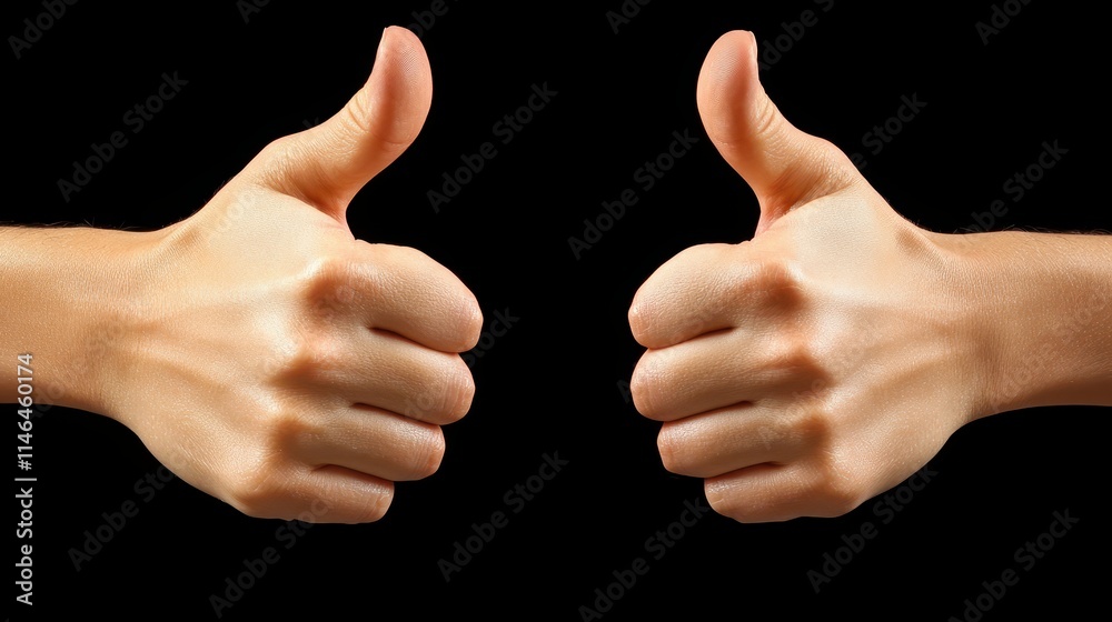 Thumbs up gesture displayed by two hands affirming positivity and ...