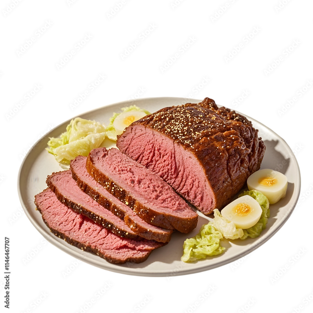 Homemade Corned Beef and Cabbage on transparent background Stock Photo ...