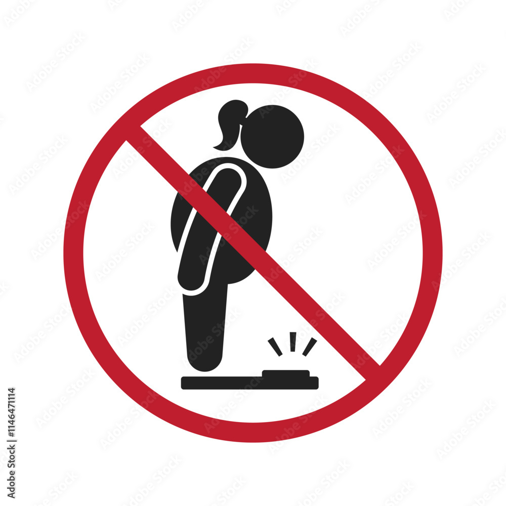 Isolated prohibition sign do not fat, obisity is not allowed, healthy ...