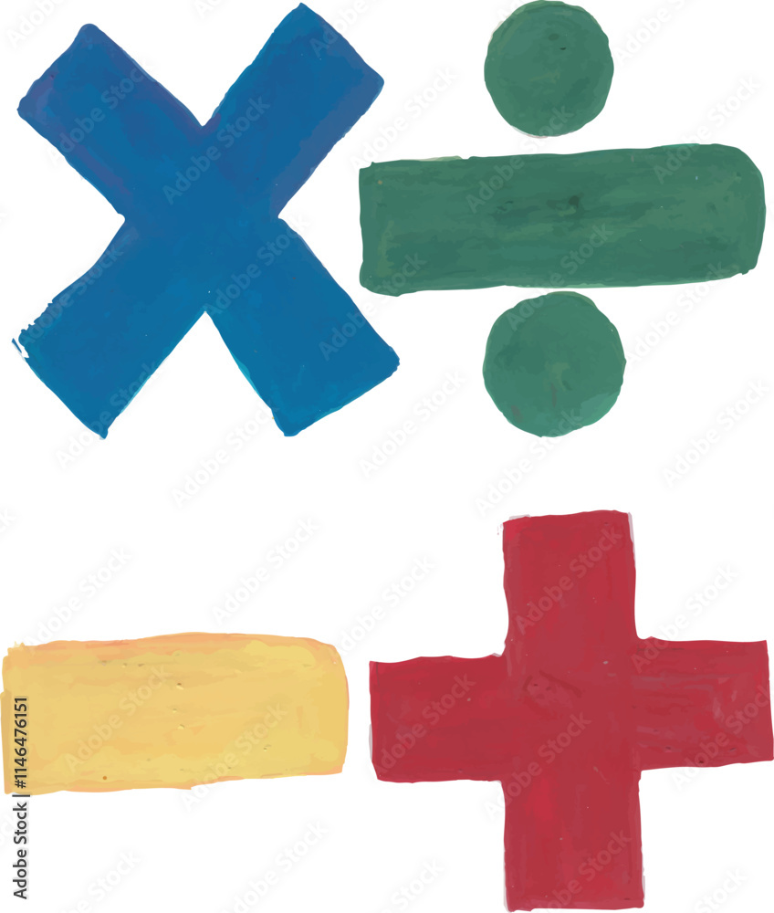 Math addition multiply divide reduction substraction symbol icon hand ...