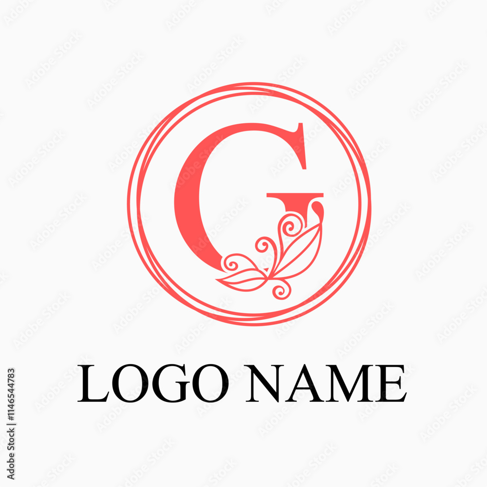 เวกเตอร์ Stock G Letter Monogram Logo with Floral for Beauty, Skincare ...