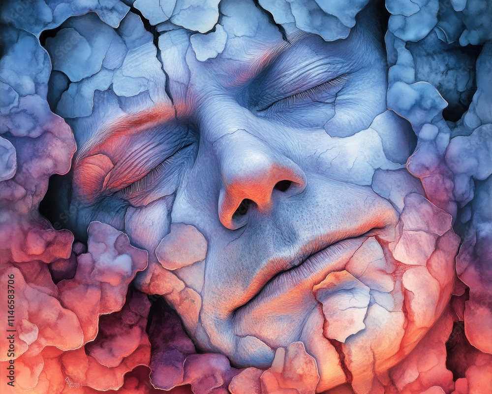 Explore abstract watercolor-inspired face painting with fluid and ...