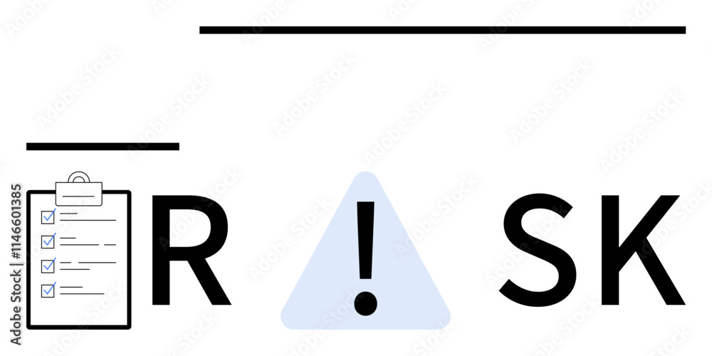 Risk management concept with checklist and warning triangle symbol ...