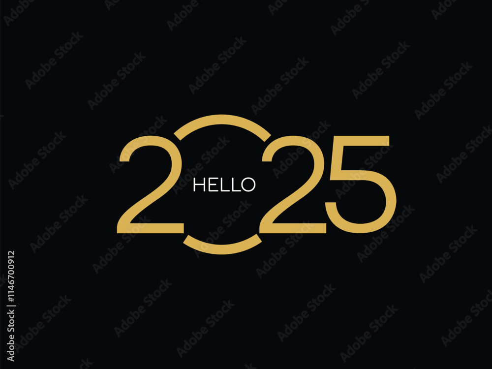 "Happy New year 2025" Gold Line vector. Welcome 2025, Hello 2025 ...
