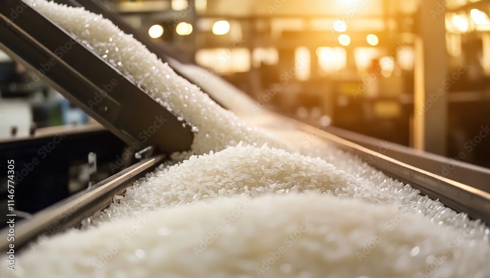 Rice Grains Conveyor Belt in Modern Rice Mill: Agricultural Processing ...
