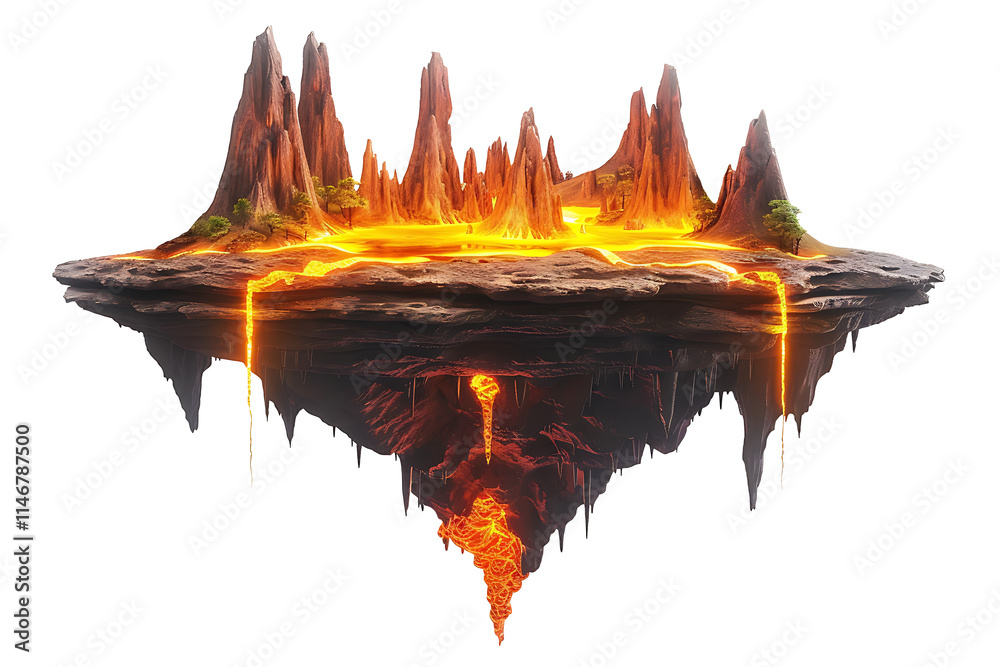 Underground Magma Landscape Isolated on Transparent Background. high ...