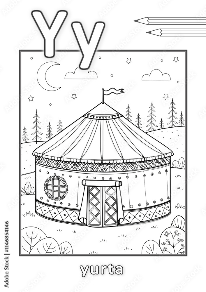 Coloring page for children with letters of the English alphabet, letter ...