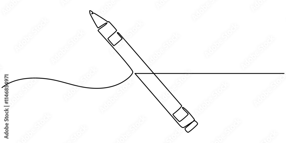 crayon continuous one line drawing, Vector illustration of crayon ...