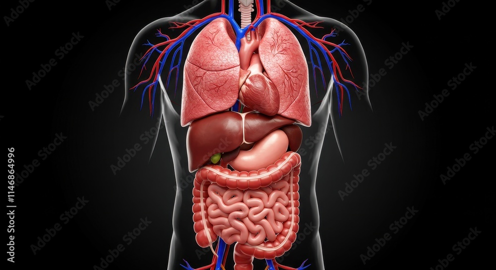 Ilustración de Stock 3D anatomical model showcasing internal organs ...