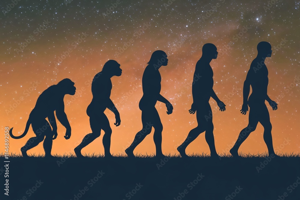 Evolution of ape to man through various stages to modern human ...