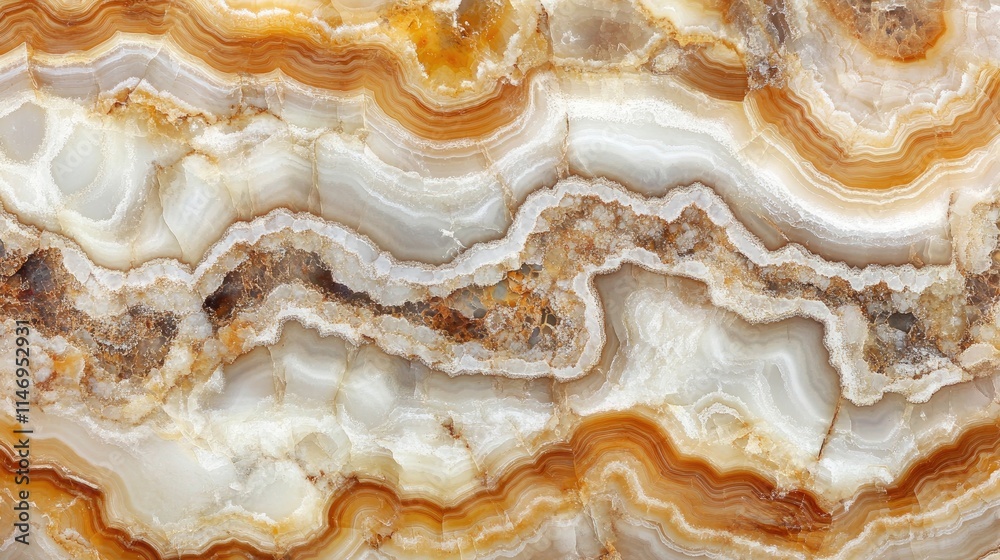 Wavy sedimentary rock layers in earthy hues of brown, white, and yellow ...