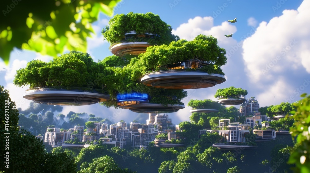 A Futuristic City with Massive Floating Islands - Futuristic city ...