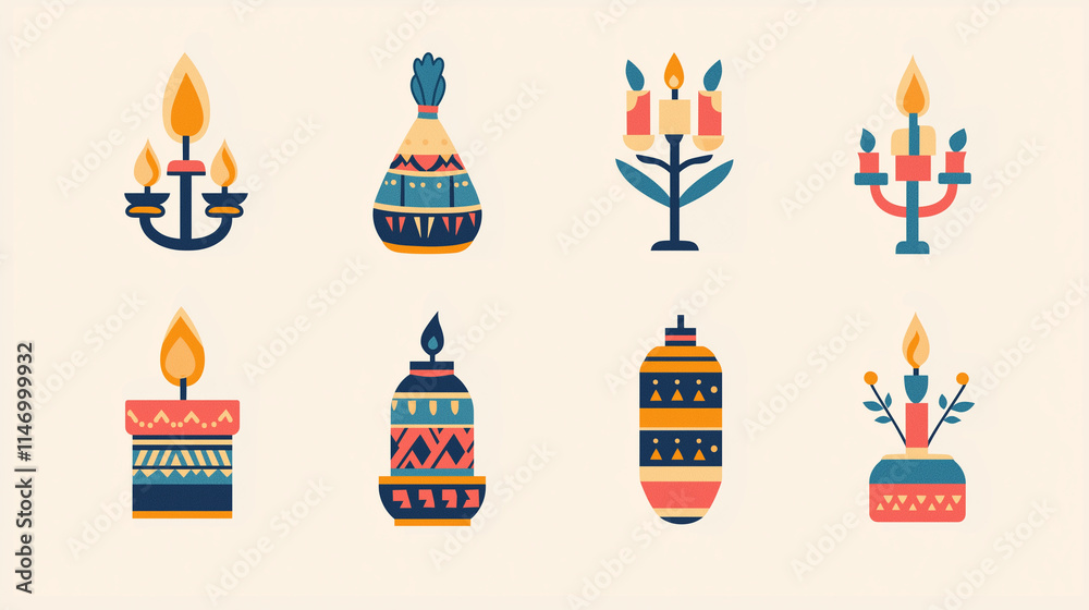 Seven Principles of Kwanzaa. Icons for each principle presented in a ...