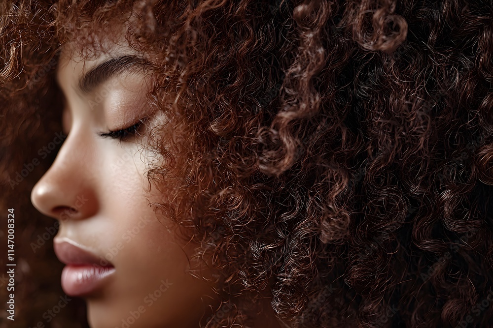 Person with beautiful long curls demonstrates the results of luxury ...
