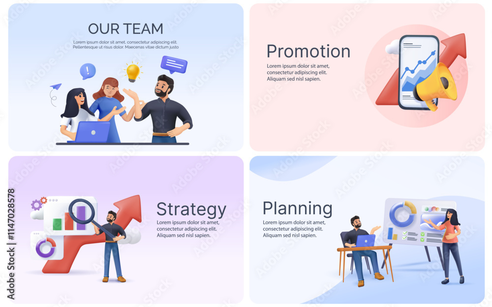 Presentation slide templates or hero banner images for websites, or ...