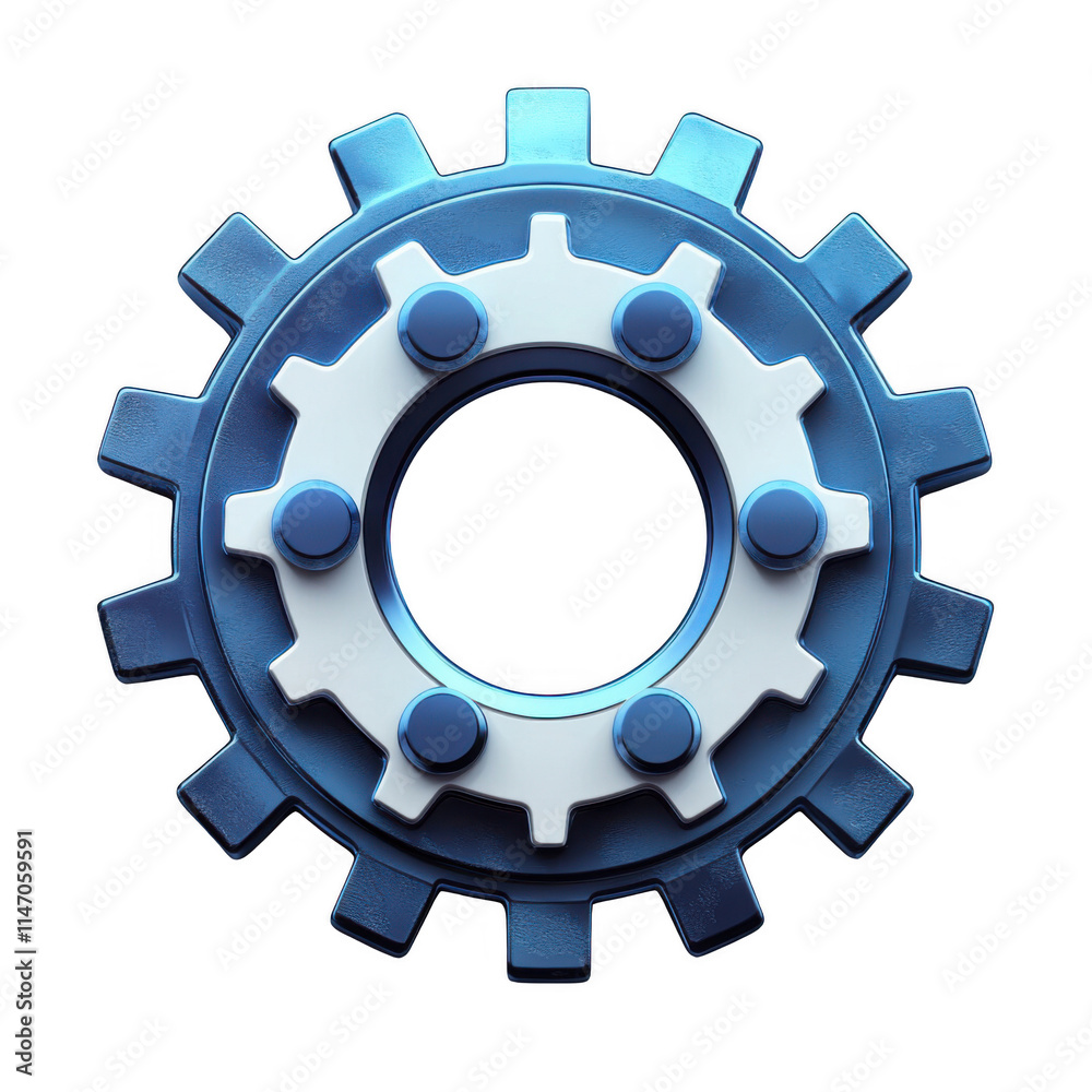 Blue icon of Settings isolated on a transparent background Minimalist ...