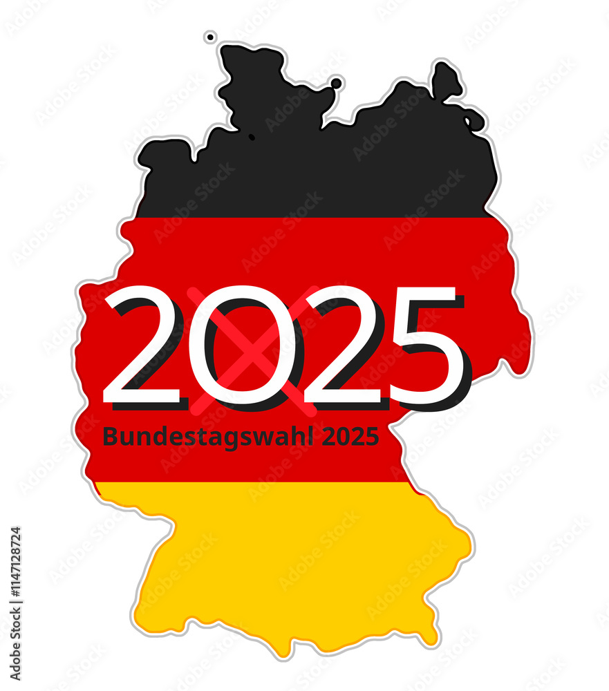 Стоковая иллюстрация «German federal election, Germany 2025, vote, cast ...