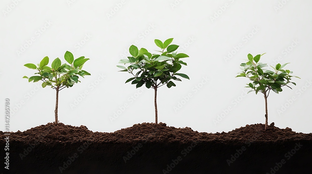 A time-lapse style image showing different stages of a tree being ...