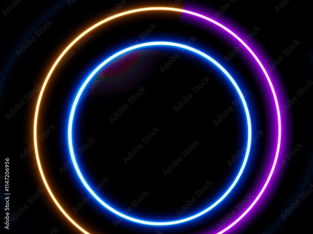 Round circle picture frame with blue neon color shade motion graphic on ...