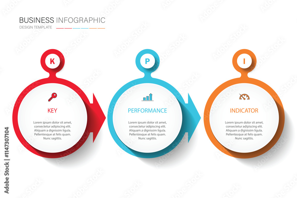KPI key performance indicator infographics template diagram with piechart percentage progress ...