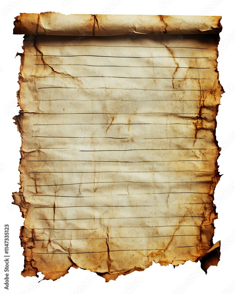 Ancient Scroll: Unfurling History's Secrets with Aged, Burned Edges & Lined Parchment Texture ...