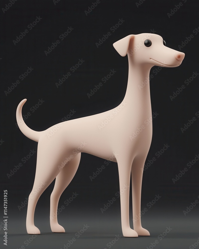 Stylized greyhound dog sculpture studio setting 3d model minimalist ...