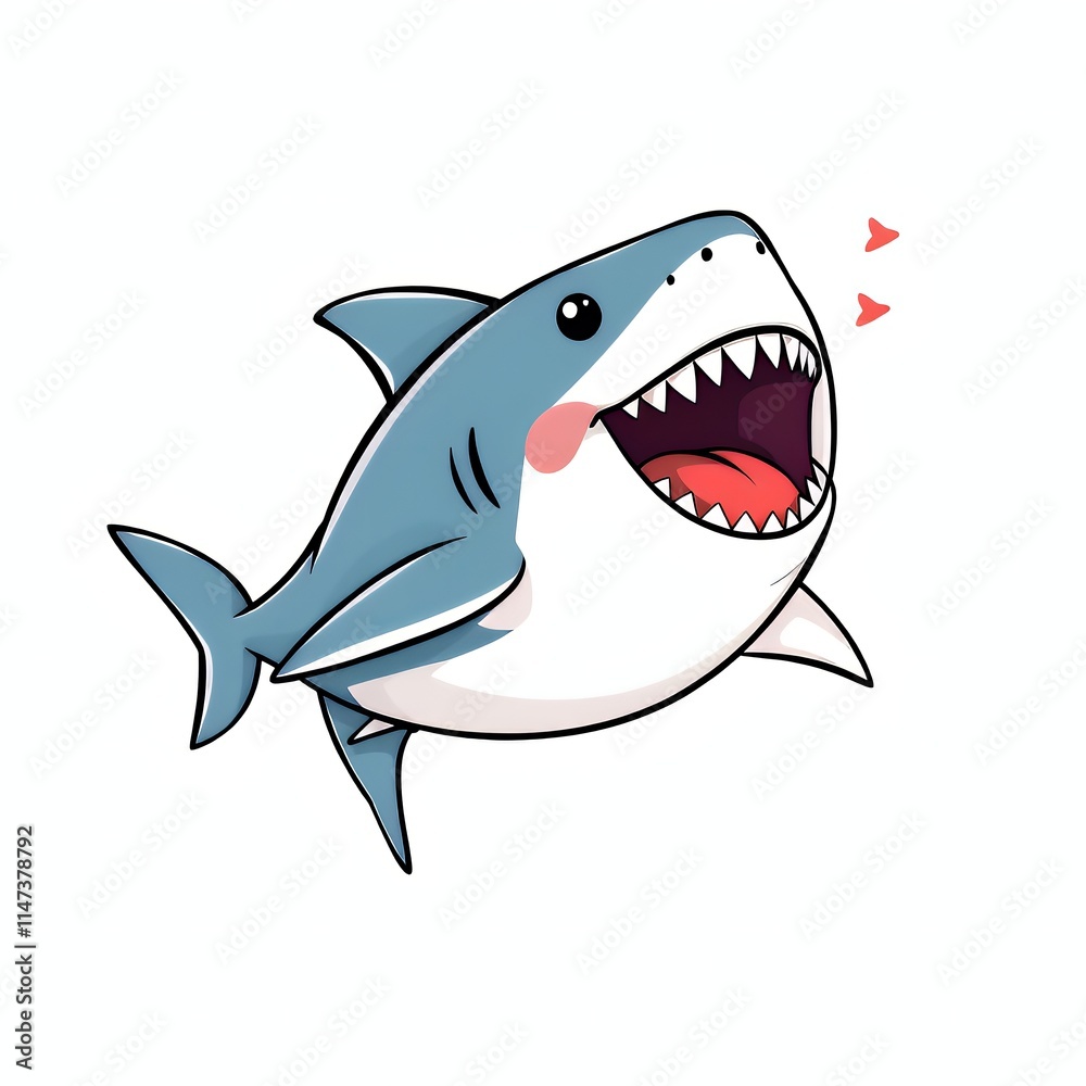 cartoon shark with open mouth and sharp teeth with sharp teeth. Stock ...
