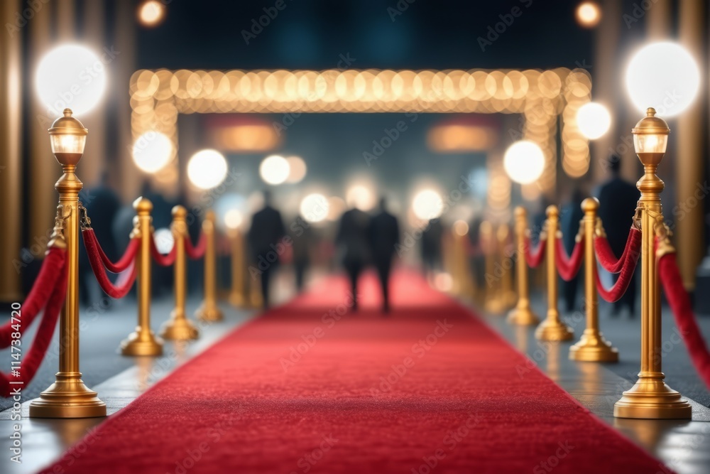 A luxurious red carpet on stage symbolizing success and fame, ideal for ...