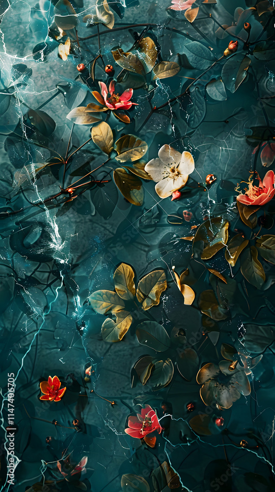 Nature-inspired with Leaves Portrait Mobile Wallpaper, Combine Elements ...