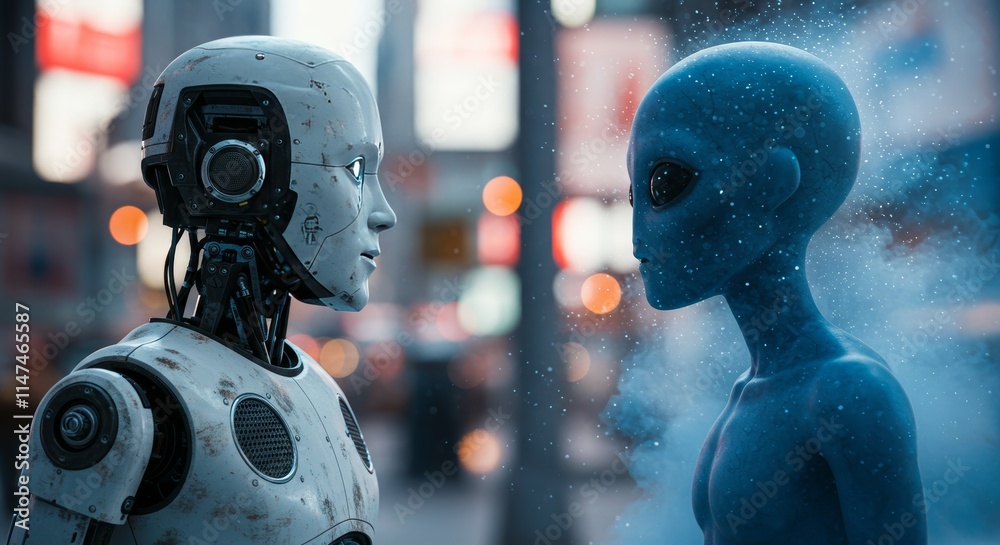 AI Robot vs Alien, AI, Robots and androids. AI Taking over the world ...