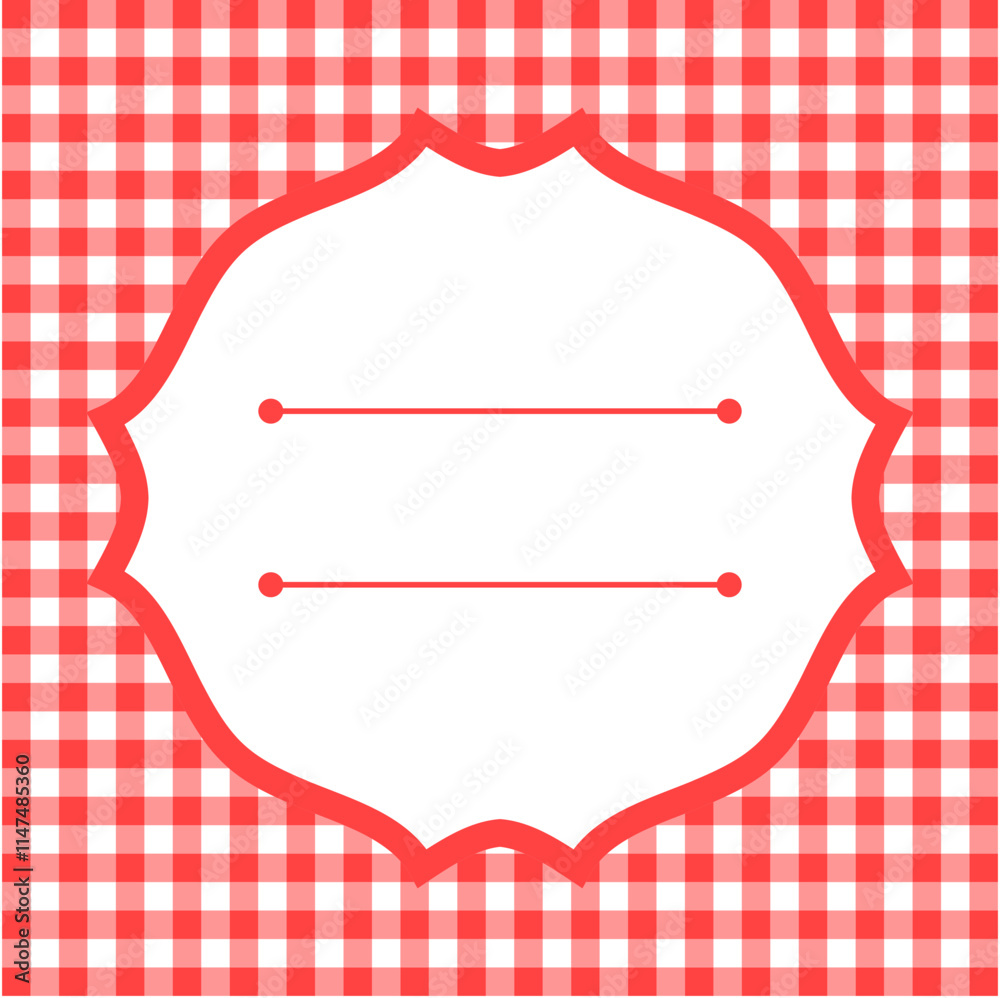 editable gingham pattern or tile checkered with empty window badge for ...