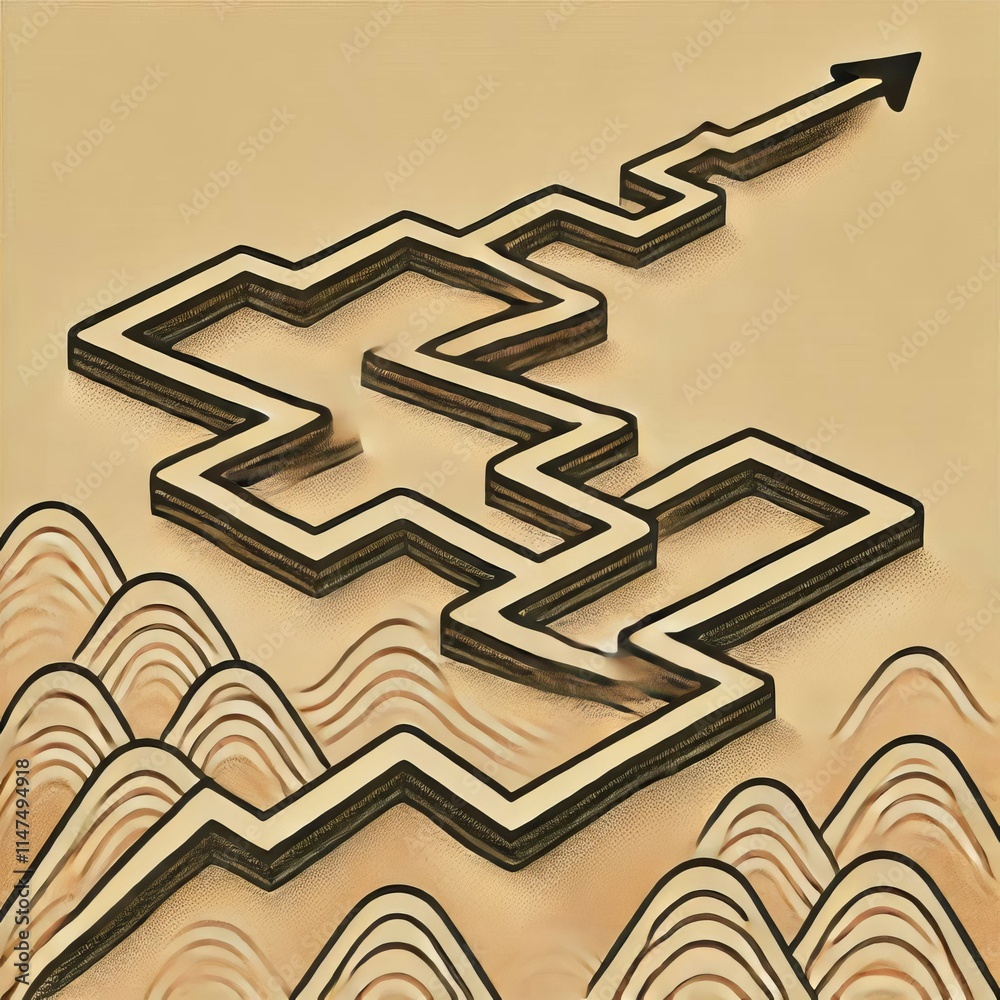 Zigzag Path A continuous zigzag line moving from one side of the Stock ...