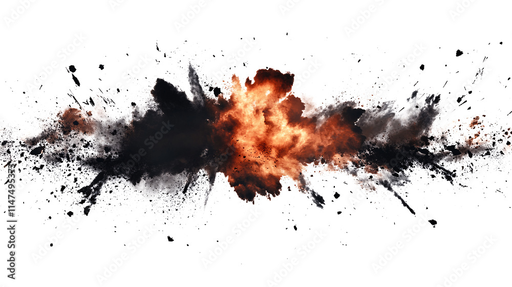 Ilustración de Stock Border Line of Fire Bombs with Brown Dust and ...