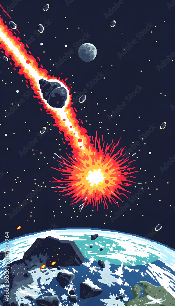 Giant meteorite impacts on earth, asteroid in collision with earth ...