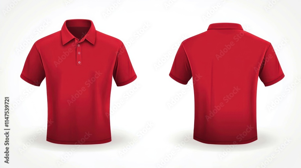 Red polo shirt mockup, front and back view, isolated on white ...