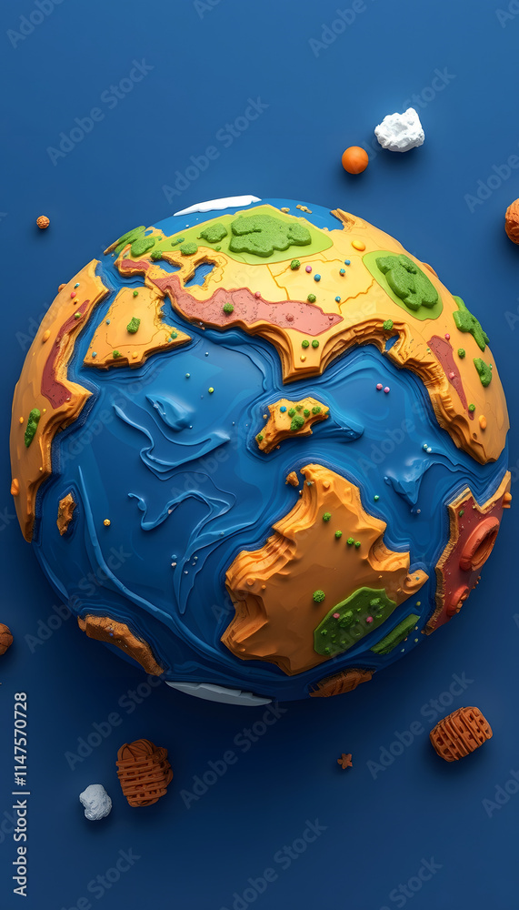 Planet earth plasticine map. Generate Ai, pixel art, with white tones ...