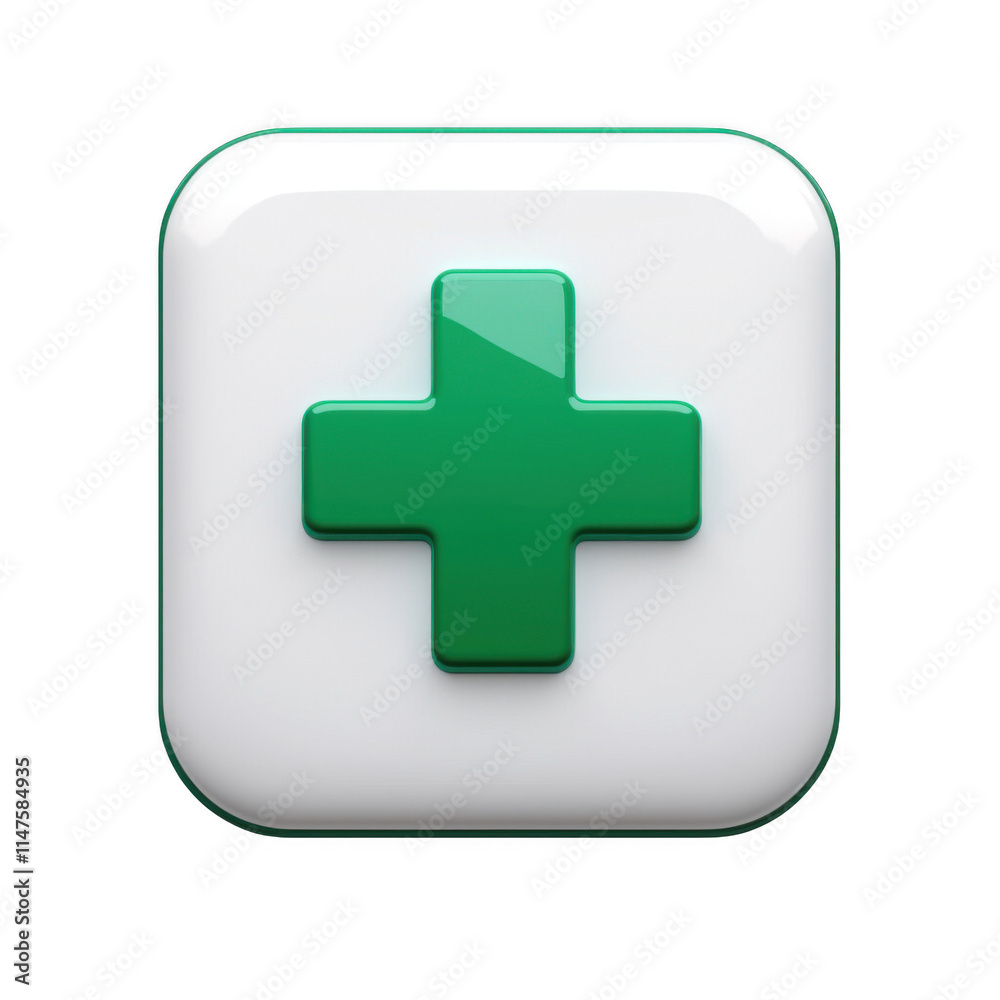 Green icon of First Aid isolated on a transparent background Minimalist ...