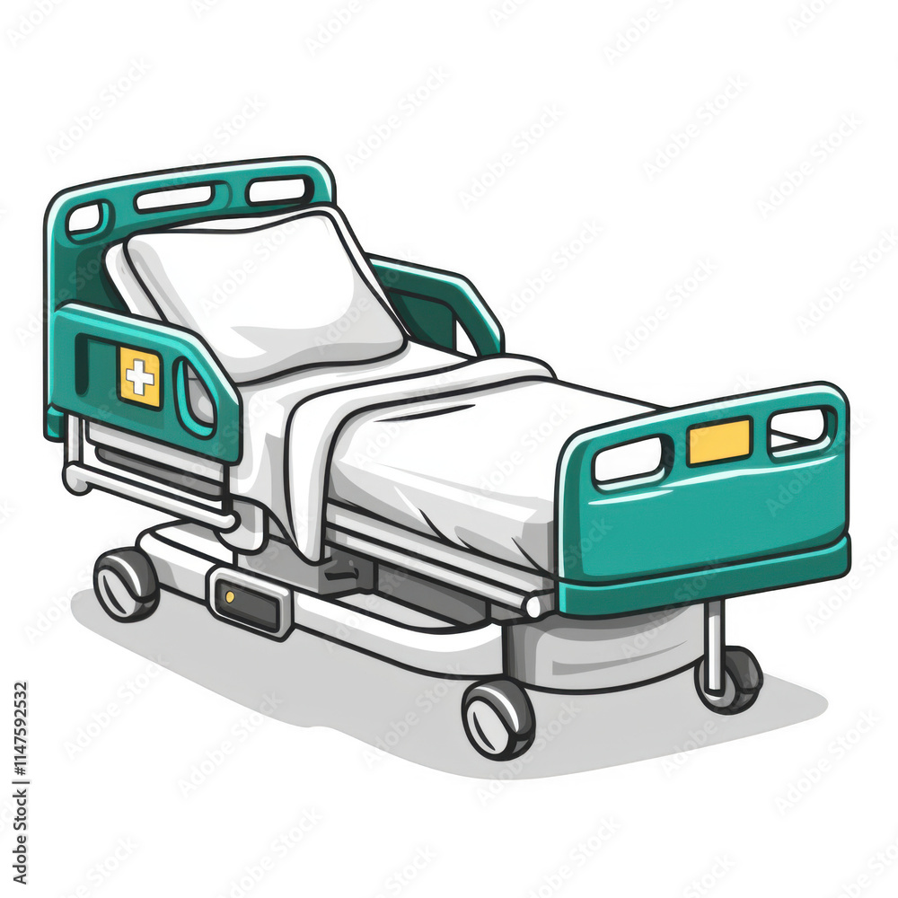 Green icon of Hospital Bed isolated on a transparent background ...