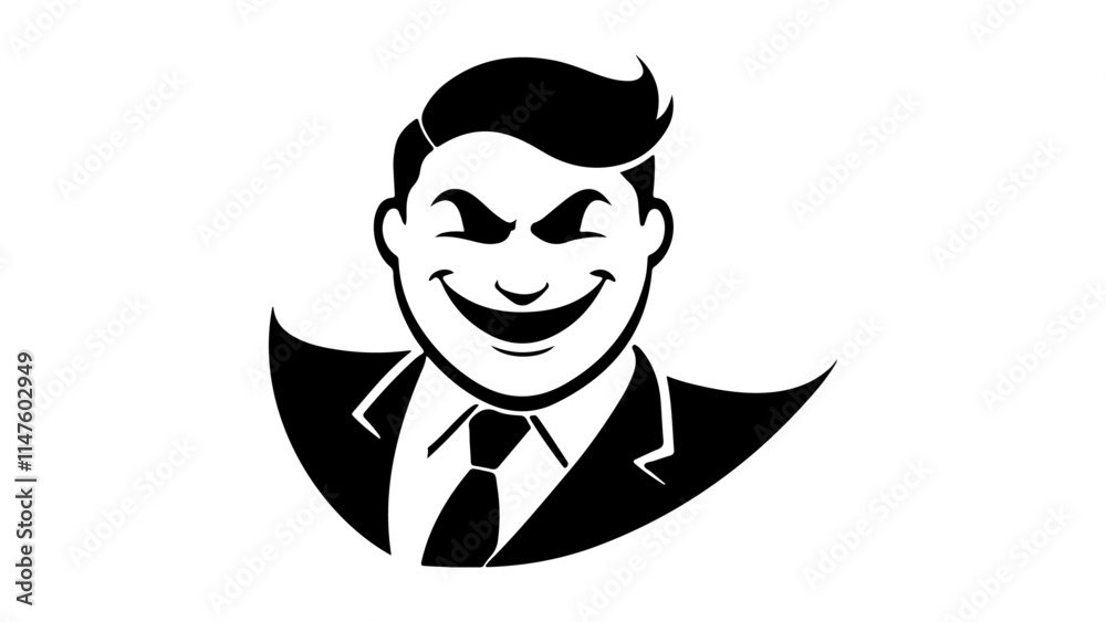 fat smiling evil person in suit, evil businessman person silhouette in ...