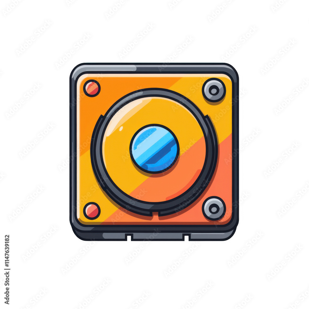 orange icon of Disk Drive isolated on a transparent background ...