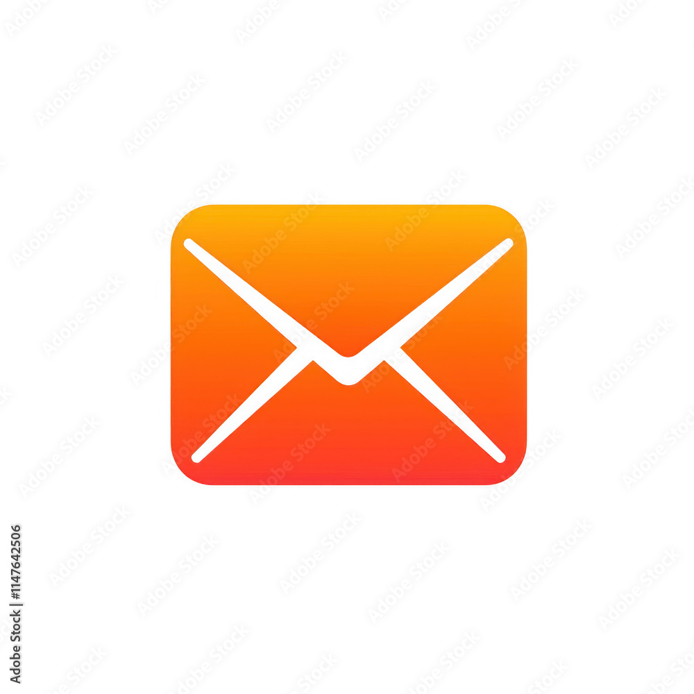 orange icon of Email isolated on a transparent background Minimalist ...