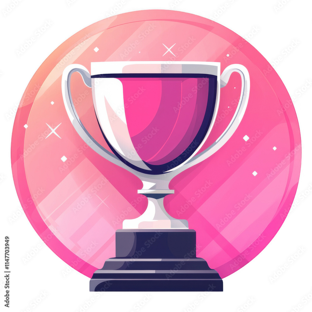 pink icon of Award isolated on a transparent background Minimalist flat ...
