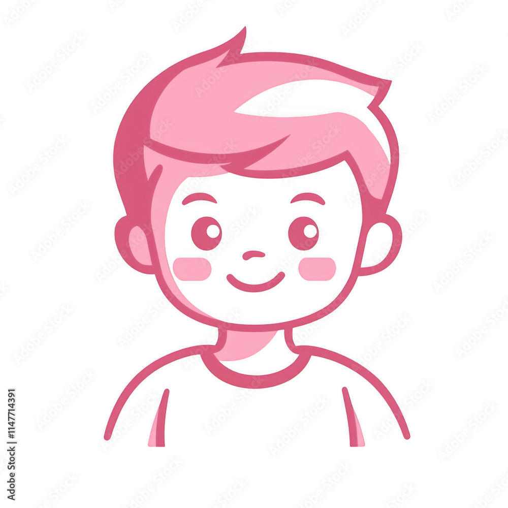 pink icon of Child isolated on a transparent background Minimalist flat ...