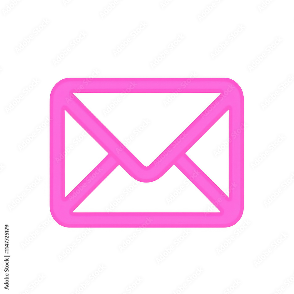 pink icon of Email isolated on a transparent background Minimalist flat ...
