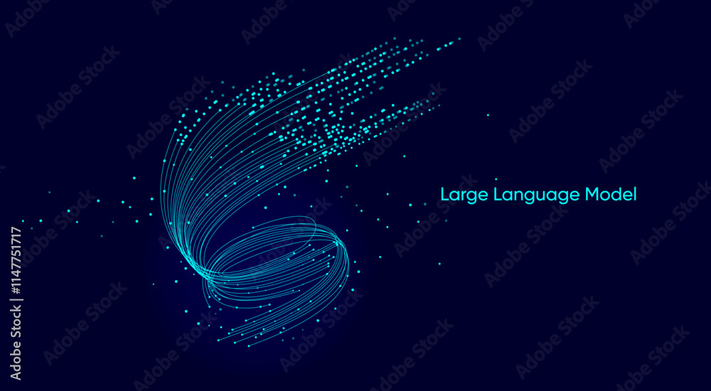 Illustration of abstract stream. Artificial intelligence. Big data ...