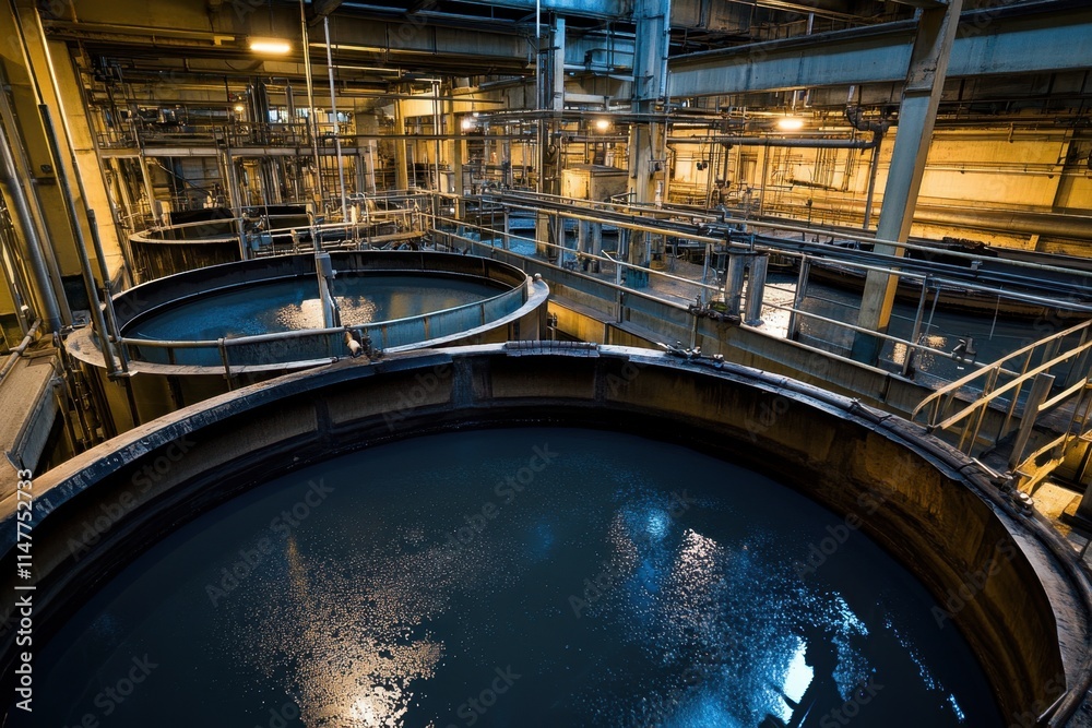 Sewage treatment plant processes wastewater efficiently industrial ...