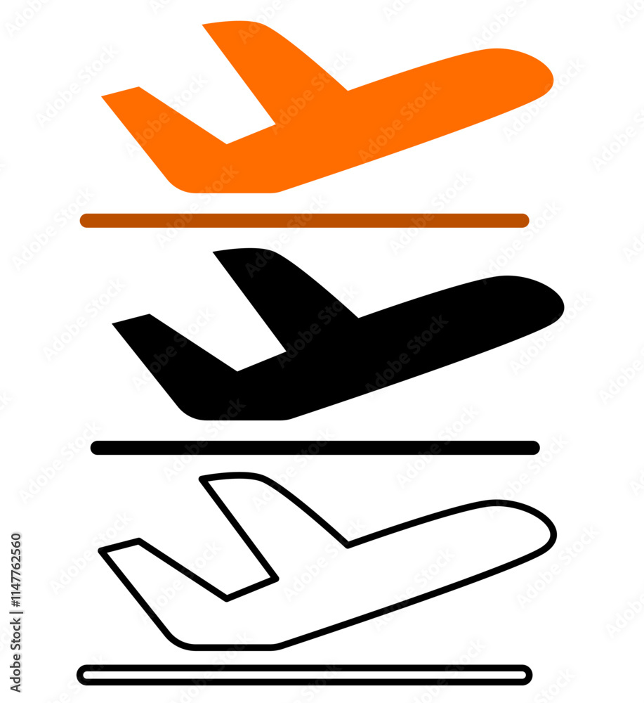 airplane taking off icon, simple flat style, illustration, logo sign ...