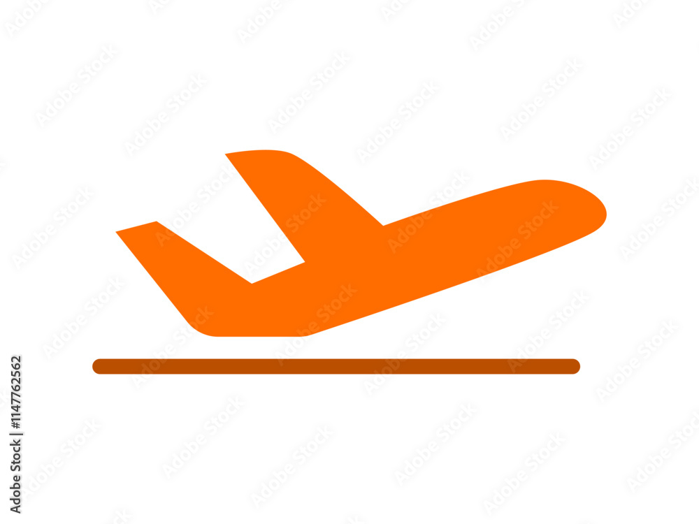 airplane taking off icon, simple flat style, illustration, logo sign ...